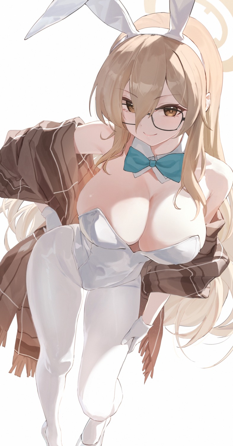 5higure blue archive murokasa akane animal ears bunny ears bunny girl halo megane no bra ...